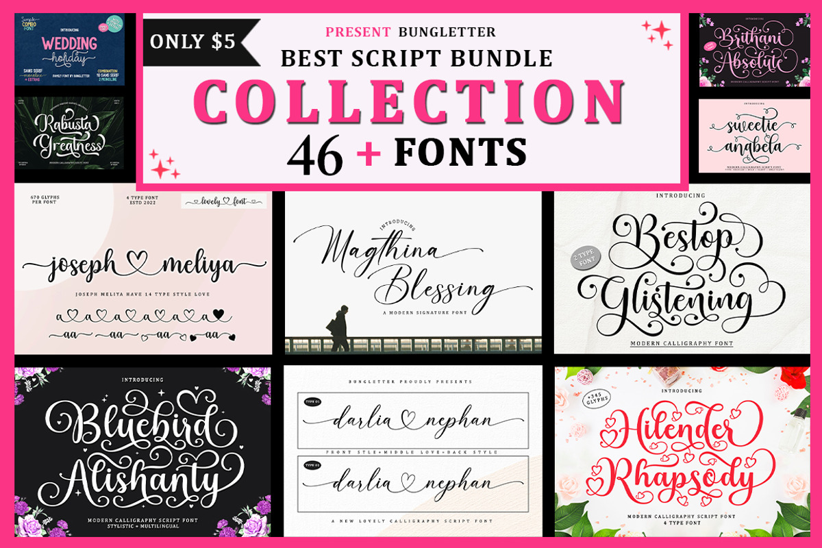 Best Script Bundle Collection, a Script Font by Bungletter