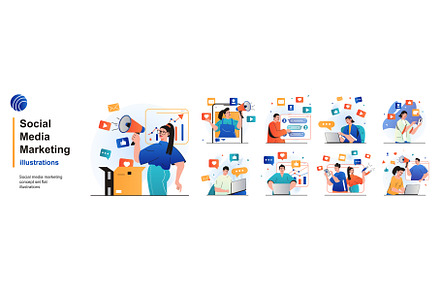 Social Network Vector Scenes | People Illustrations ~ Creative Market