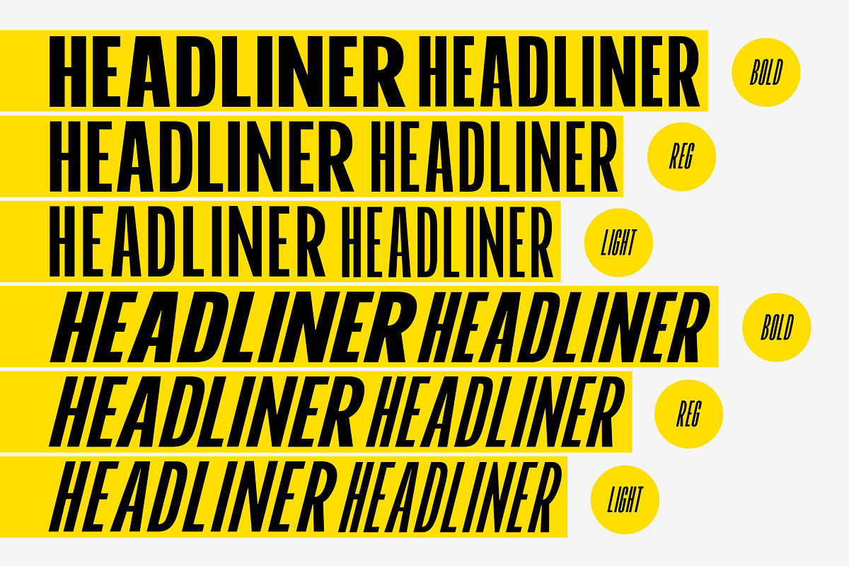 HEADLINER - A Powerful Sans Family, a Sans Serif Font by Tom Chalky