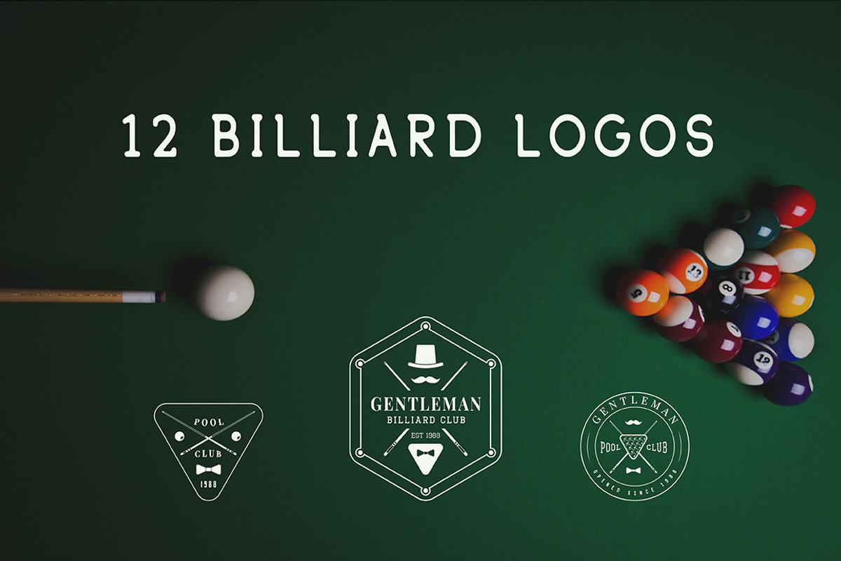 Set of vintage billiard logos, a Branding & Logo Template by AkimD
