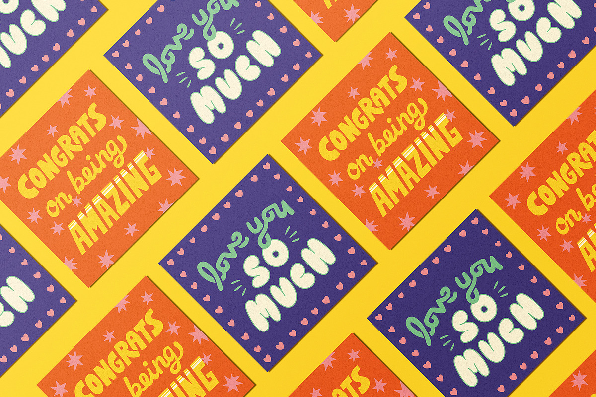 Joyful Greeting Cards - Vector & PSD, a Card Template by Carole Chevalier