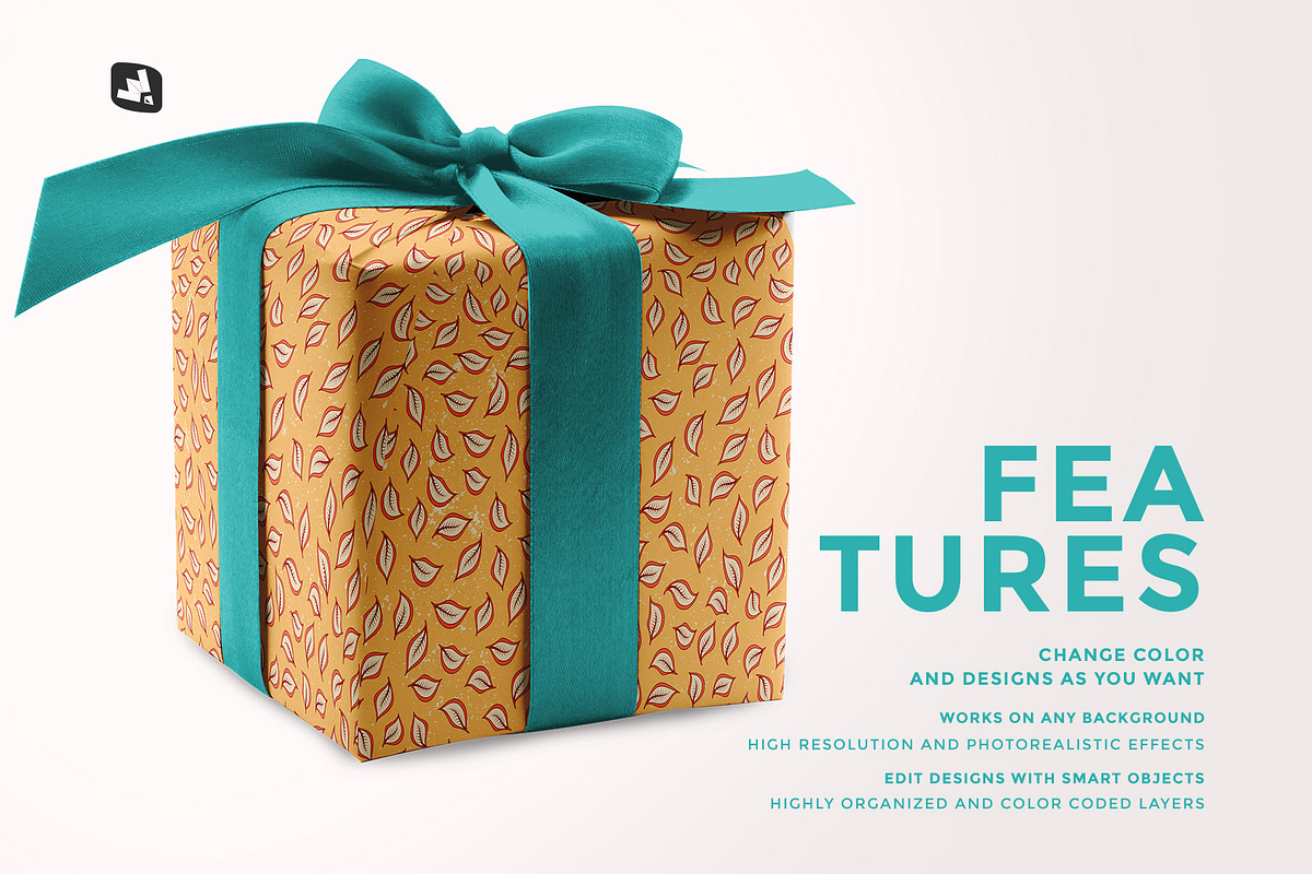 Wrapping Paper Mockup With Box, a Product Mockup by Designertale