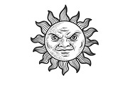 Evil sun sketch vector illustration, an Object Illustration by AlexArt