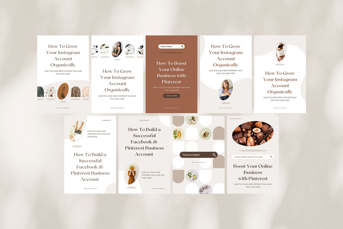 Pinterest Pin Templates Canva Shadow | Creative Market