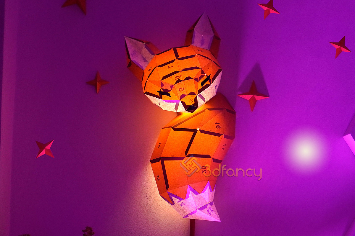 DIY 3D Fox Sleep Papercraft PDF, SVG