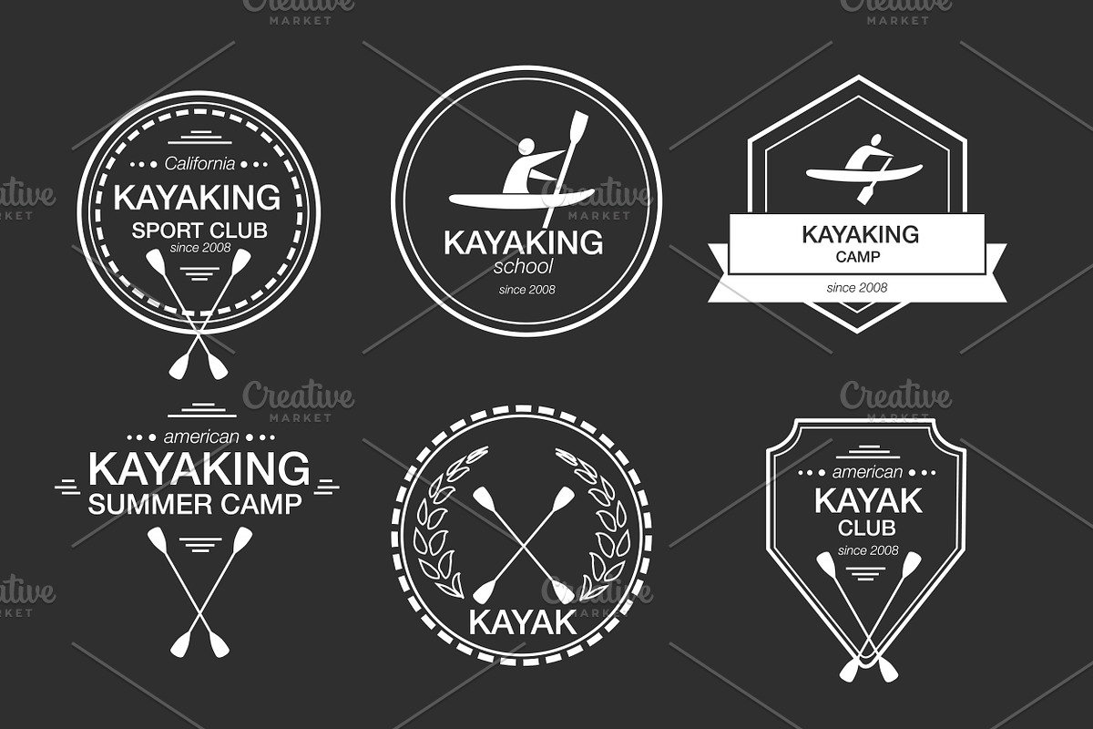 Kayak Logos & Badges Set, a Branding & Logo Template by Svetlana Kurako