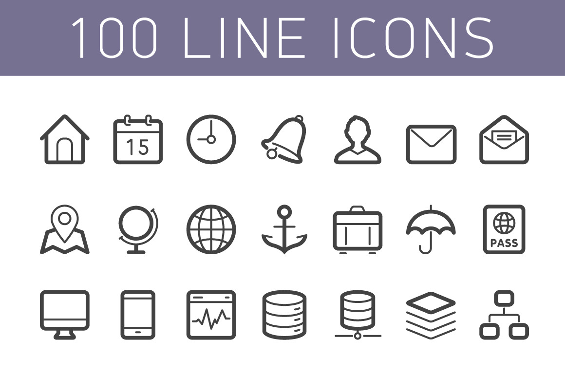 100 line icons, an Icon by Azaze11o