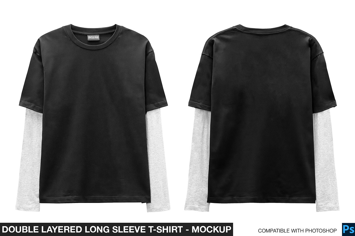 Double Layered Long Sleeve T-Shirt, a Shirt Mockup by Irhasalfahad