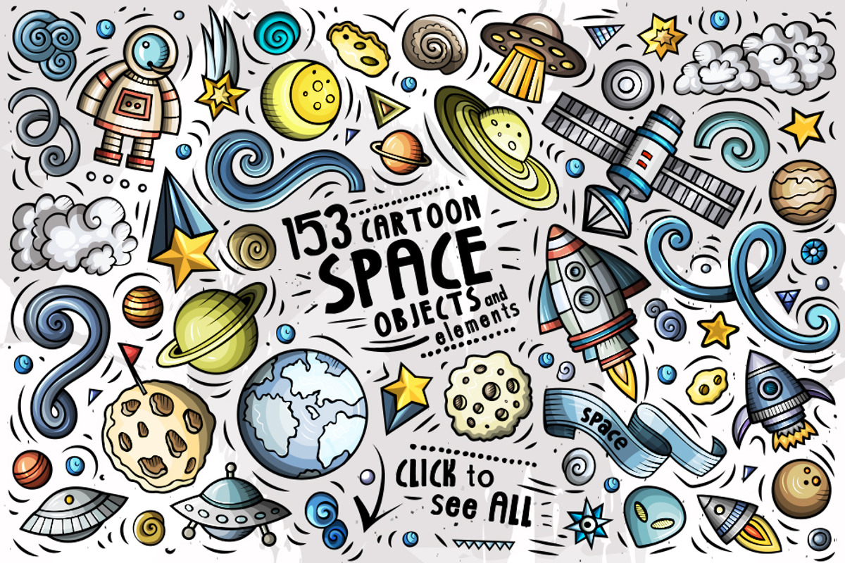 Space Cartoon Doodle Big Pack, a Decorative Illustration by BALABOLKA