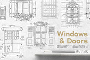 Windows & Doors. Vector illustrations | Creative Market