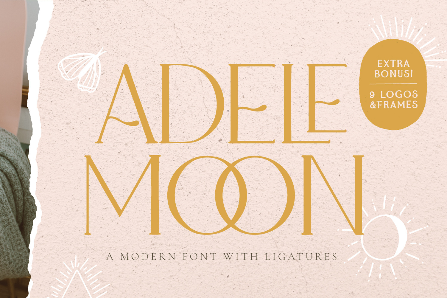 Adele Moon Serif font + Premade logos