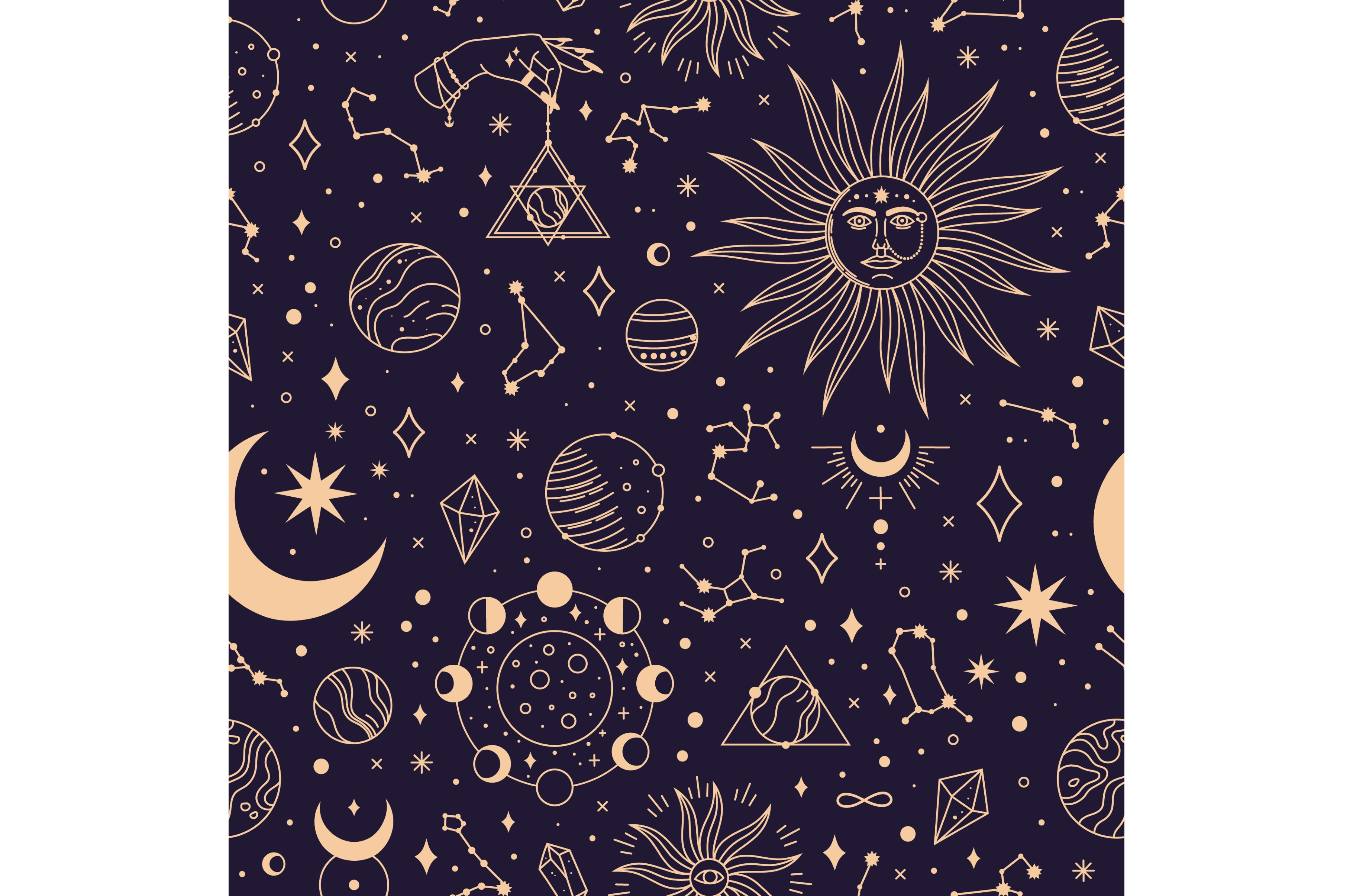 Astrology seamless pattern with, a Texture Graphic by Frogella