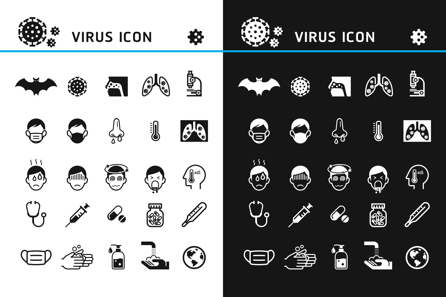 Virus Infection Icons Set, an Outline Icon by Graphixmania