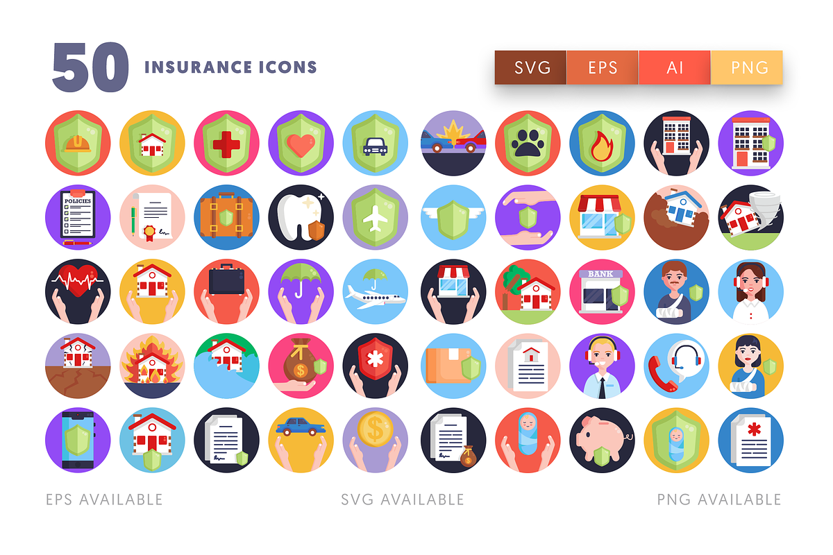 Insurance Icons | Download SVG, PNG, EPS Icons | Creative Market