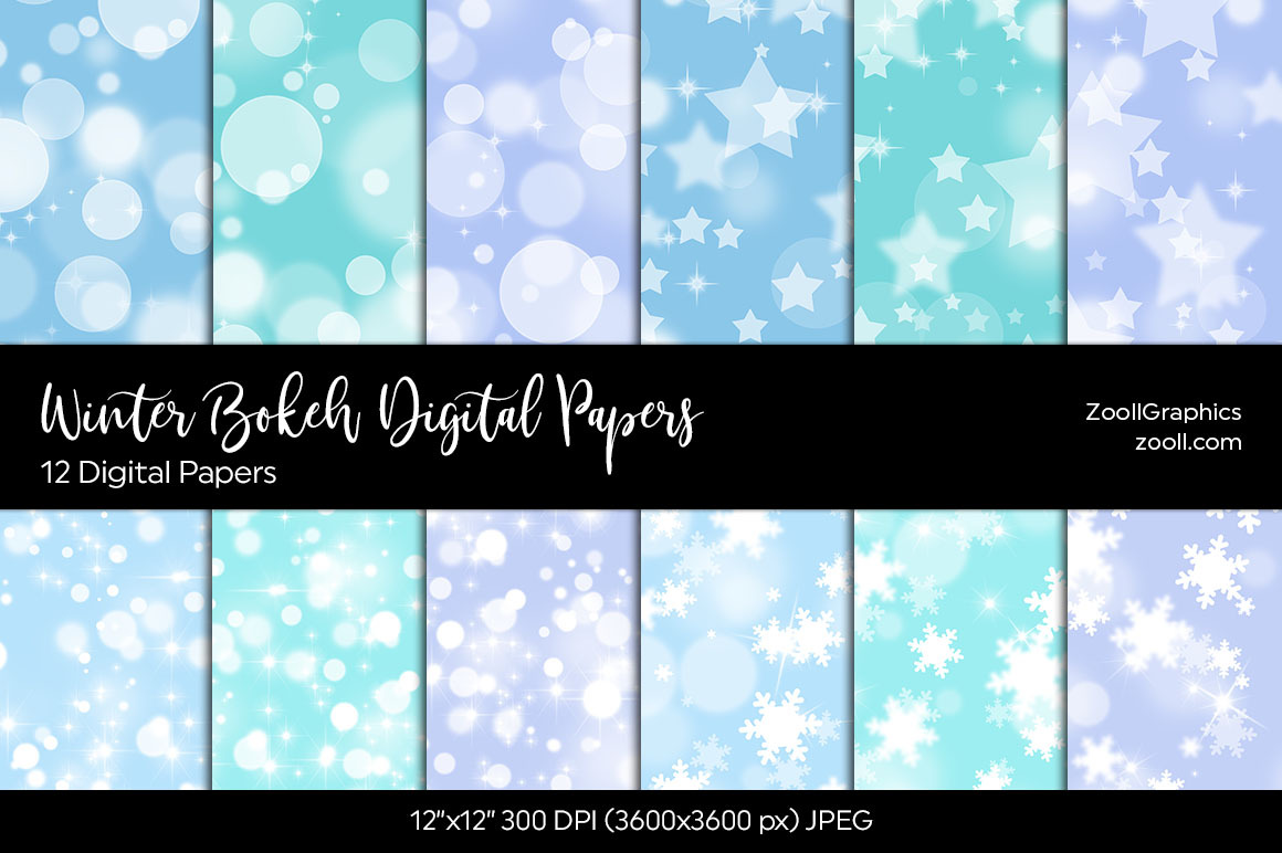 Winter Bokeh Digital Papers | Textures ~ Creative Market
