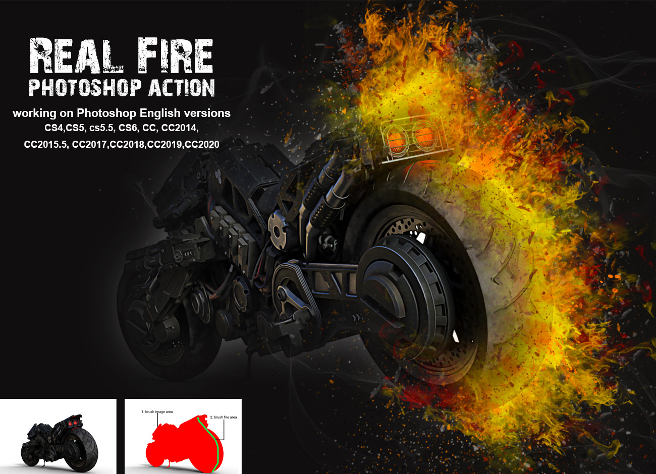 Real Fire Photoshop Action, an Action Add-On by Studio Retouch