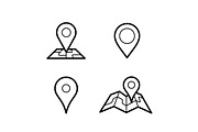Maps and pins icons, an Illustration by freebird