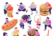 Gluttony isometric icons set, an Icon by Macrovector