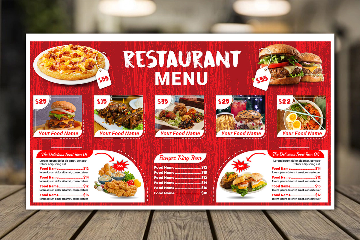 Digital Menu Boards for Restaurant, a Stationery Template by MRI STUDIO