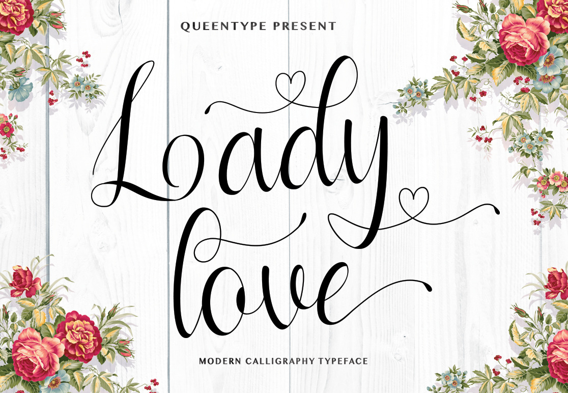 Ladylove Script Typeface, a Handwritten Font by QueenType