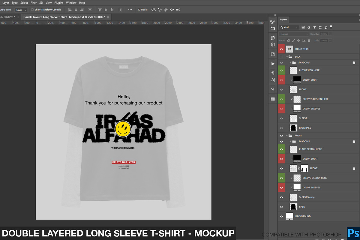 Double Layered Long Sleeve T-Shirt, a Shirt Mockup by Irhasalfahad