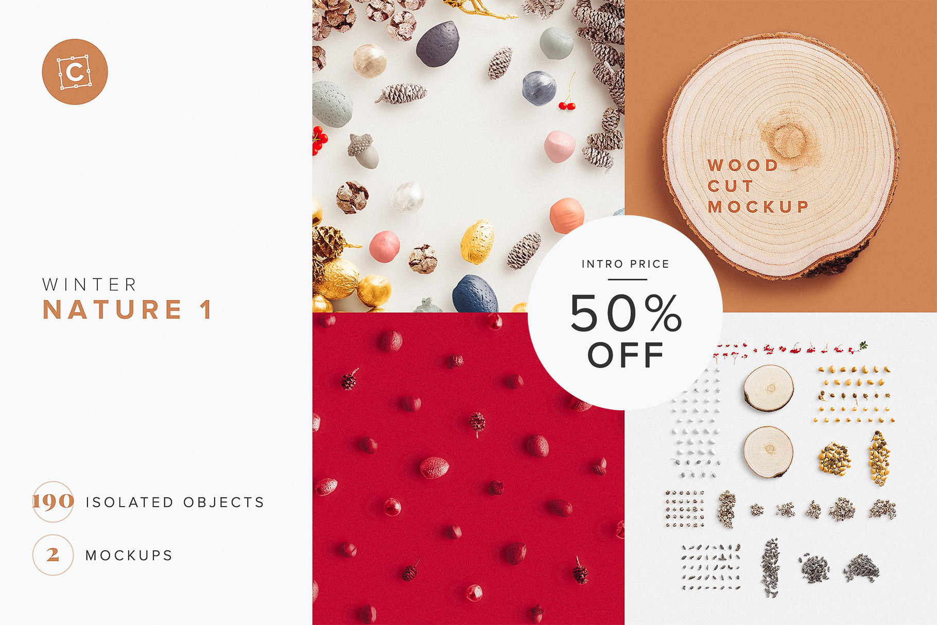 Winter Nature Elements Scene Creator, a Product Mockup by Custom Scene