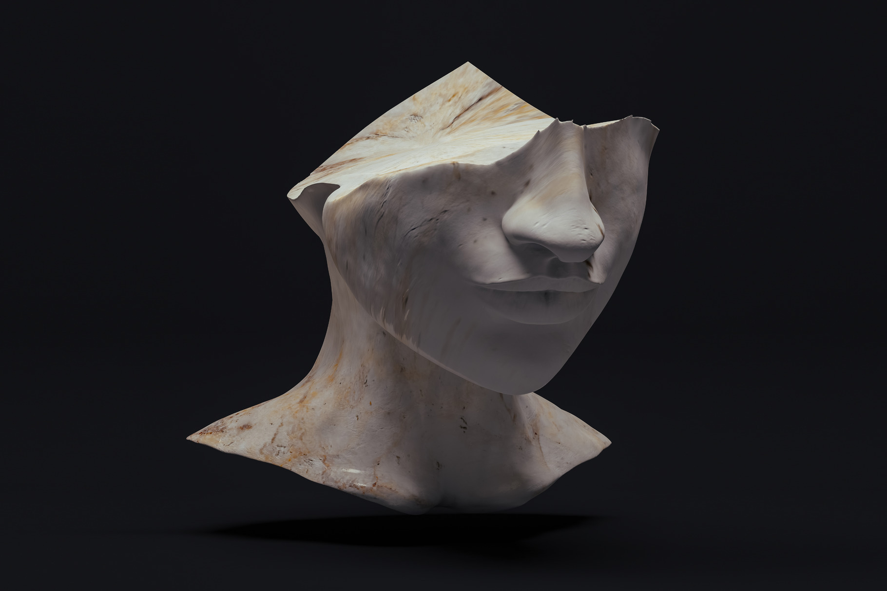 Statue head cut in half with marble, an Abstract Photo by OSORIOartist