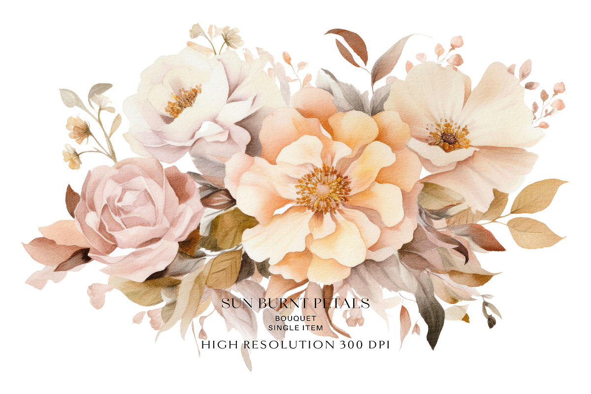 Watercolor Dusty Beige Flowers Set, a Decorative Illustration by ...