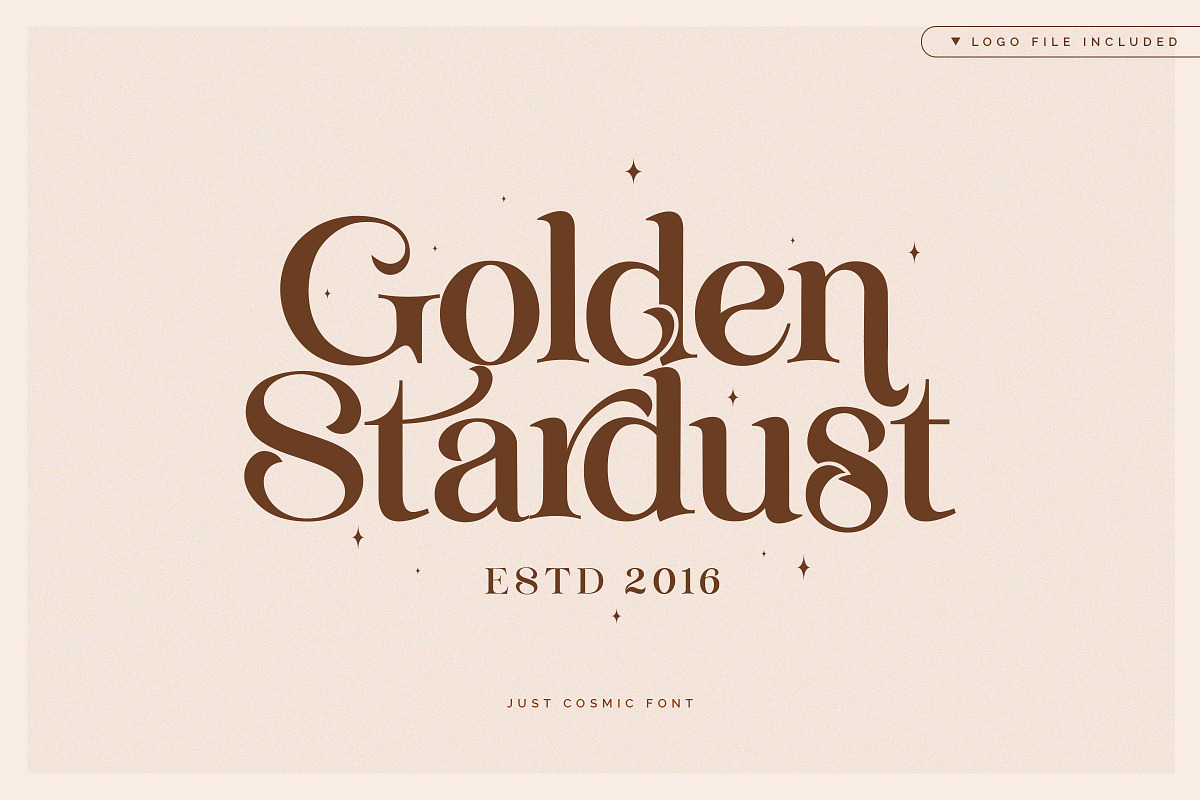 Just Cosmic Font + Premade Logos