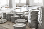 Empty clean white dishes, a Food & Drink Photo by Grafvision photography