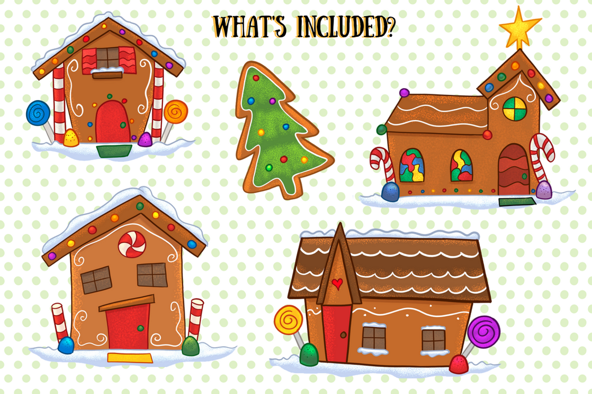 Gingerbread Houses Clip Art, an Illustration by Keepin' It Kawaii