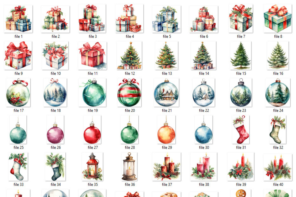 Classic Christmas watercolor clipart, an Object Graphic by MyLittleMeow ...