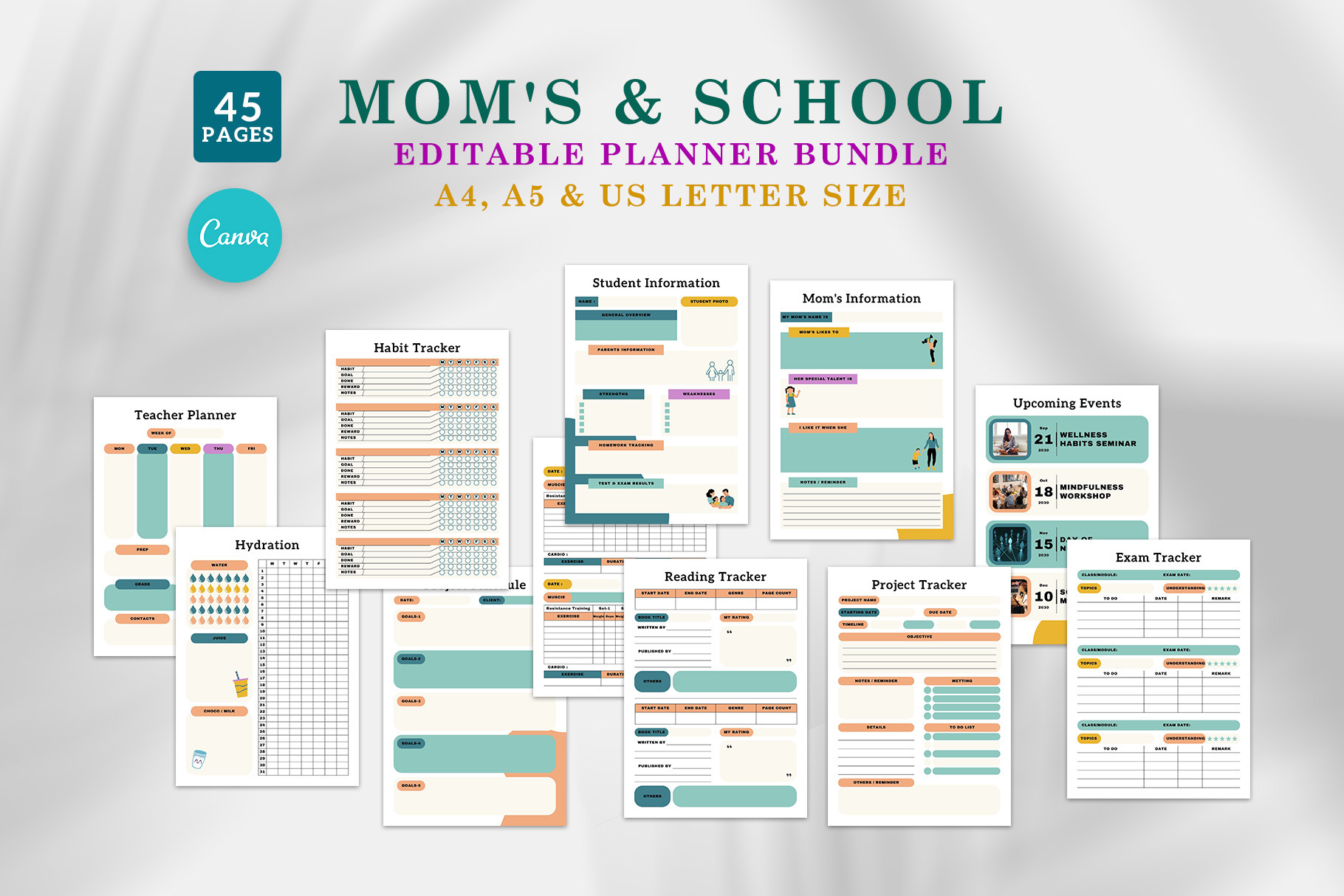 Mom and School Planner Bundle Pack, a Stationery Template by MNT-Creator