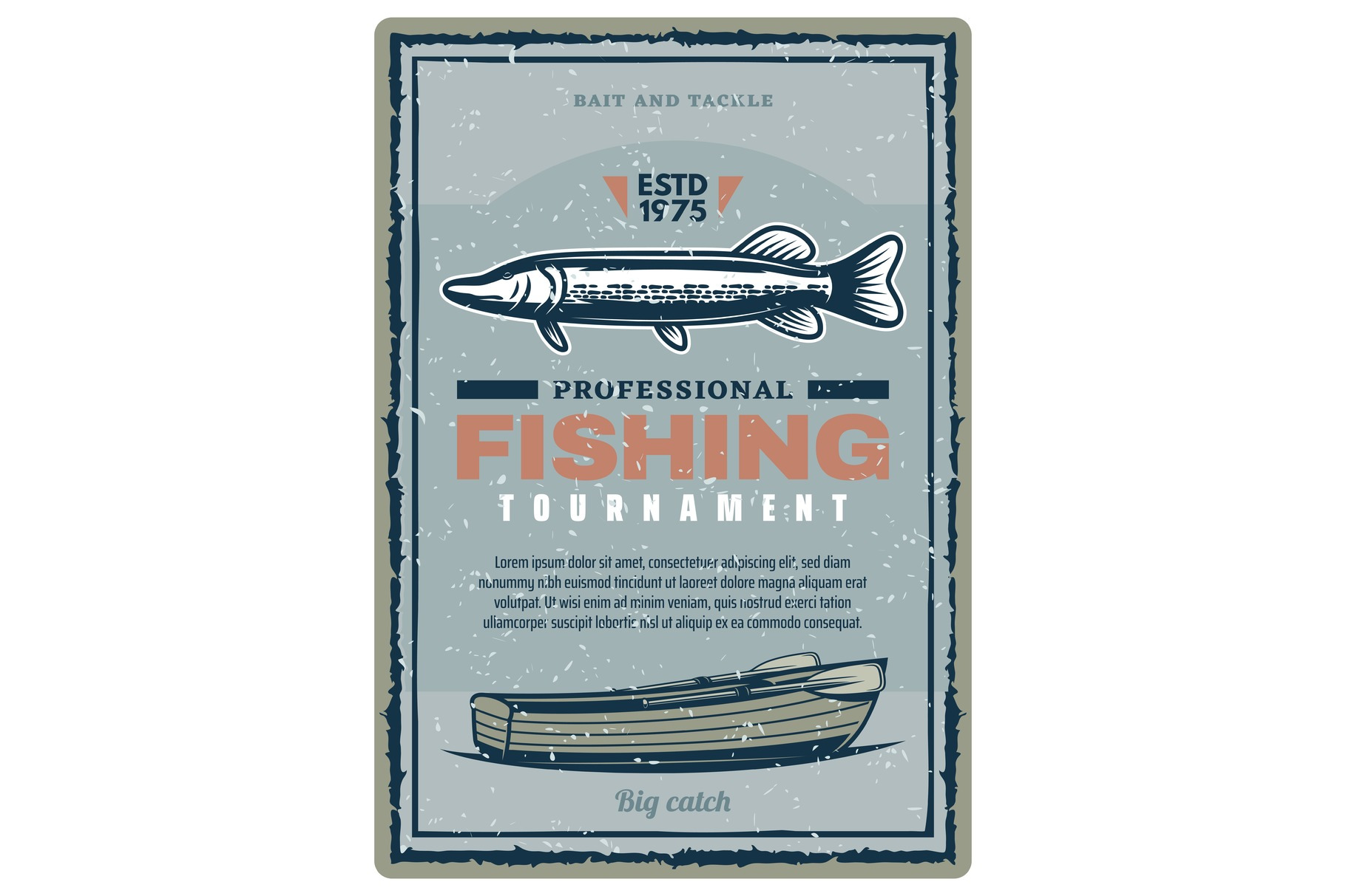 Fishing tournament banner with fish, an Illustration by Vector ...