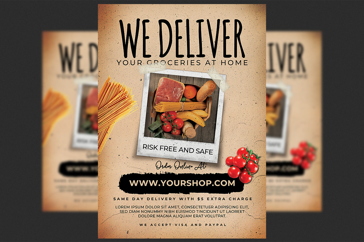 Supermarket Groceries Delivery Flyer, a Flyer Template by Hotpin