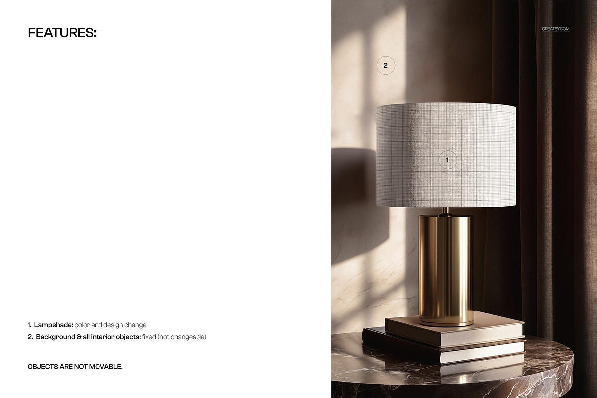 Table Lamp with Drum Shade Mockup, a Household Mockup by creatsy5