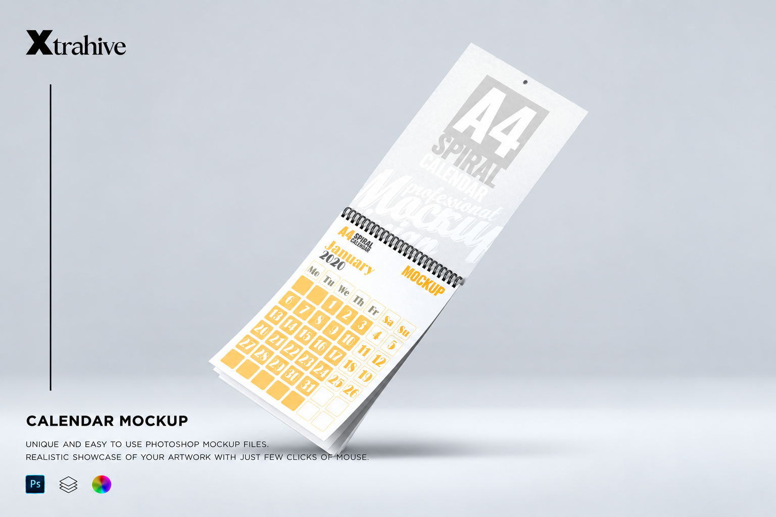 A4 Spiral Calendar Mock-Up