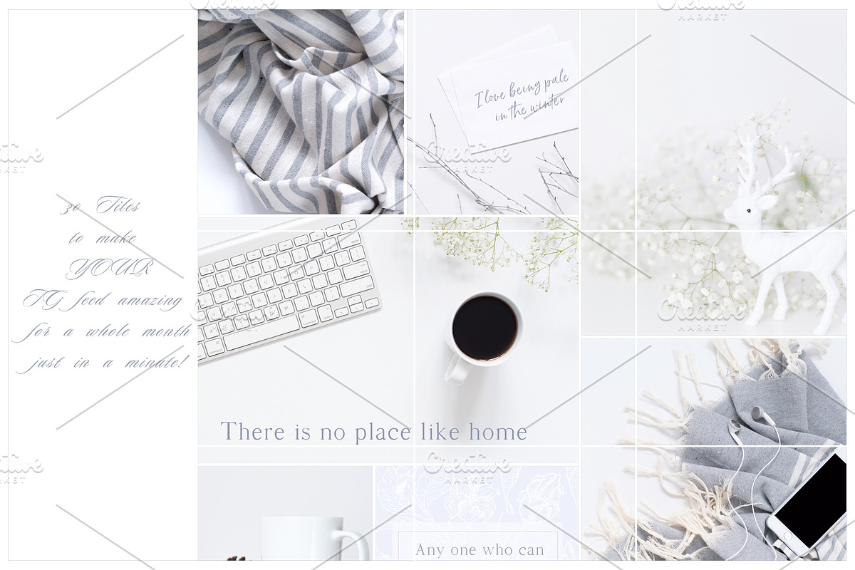 Instagram Tiles Bundle #1, a Social Media Template by Kate Roubin