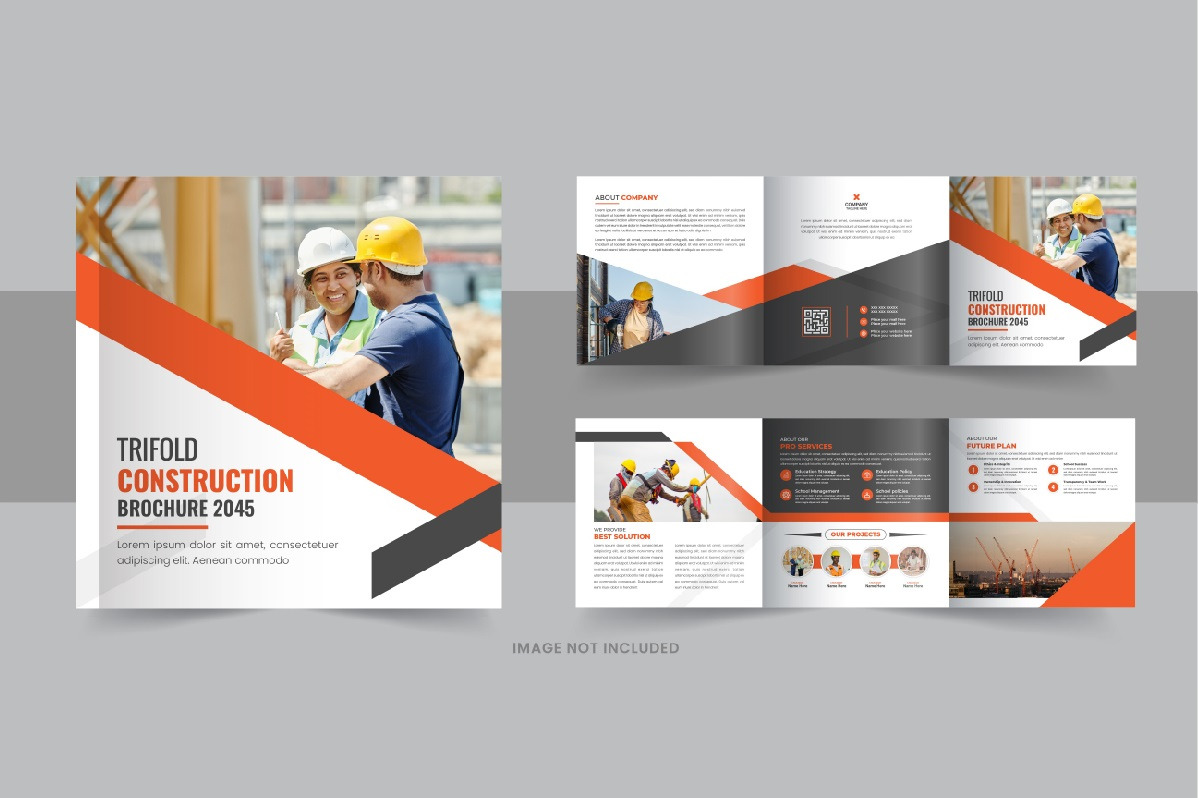 Construction square trifold brochure | Creative Market
