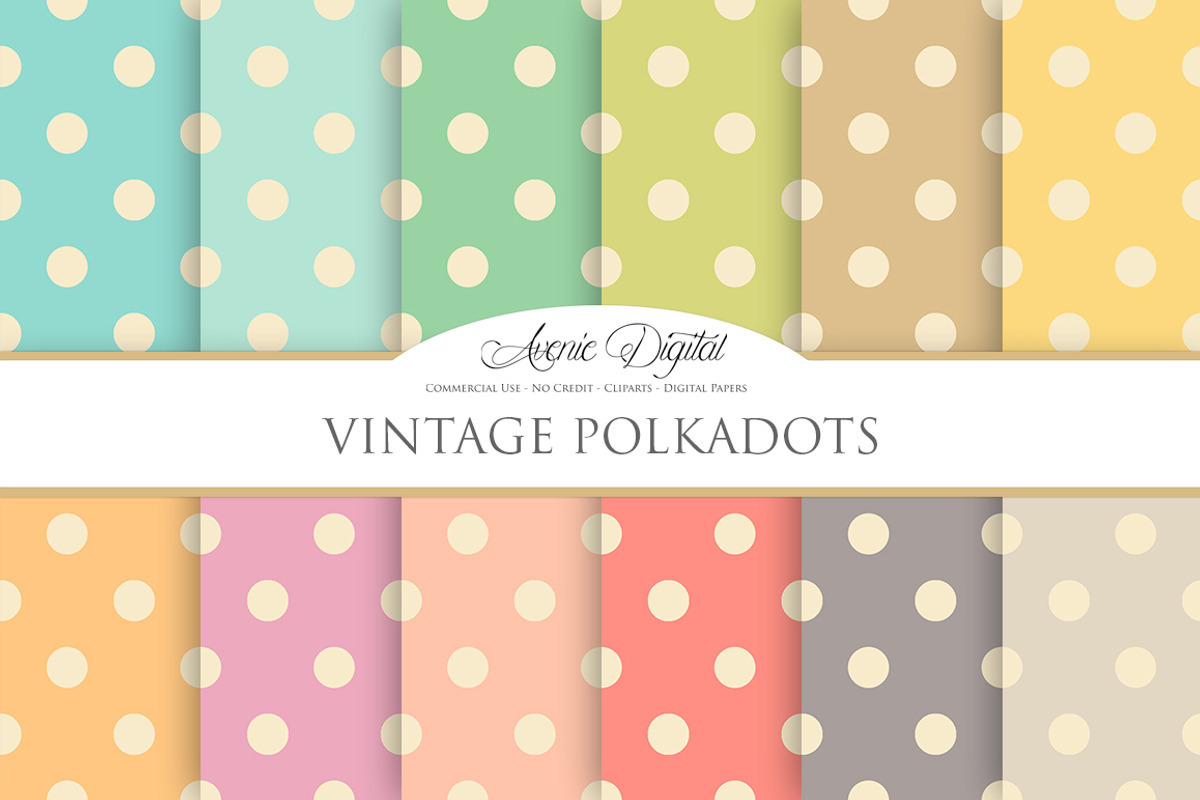 Vintage Polkadots Digital Paper, a Pattern Graphic by Avenie Digital