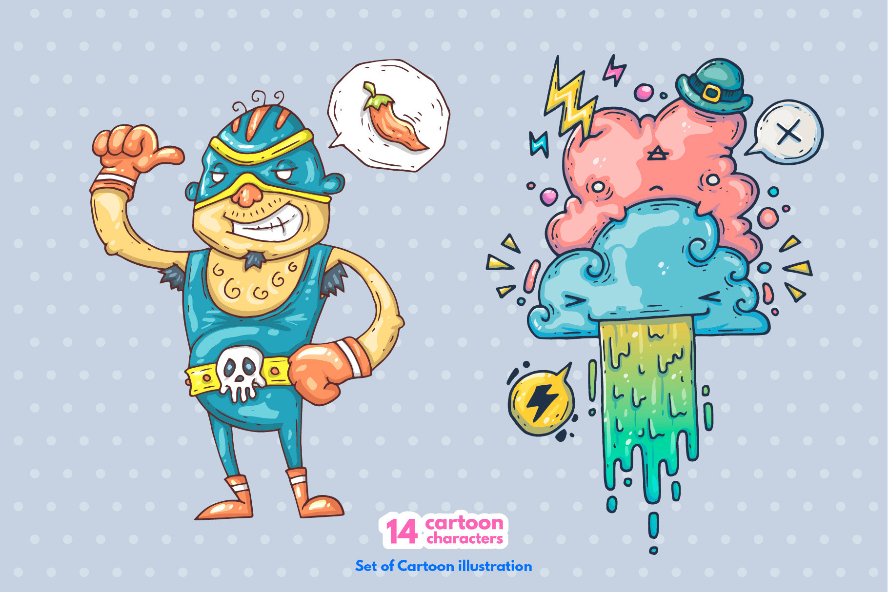 14 Different Cartoon Characters, an Illustration by Andrew_Derr