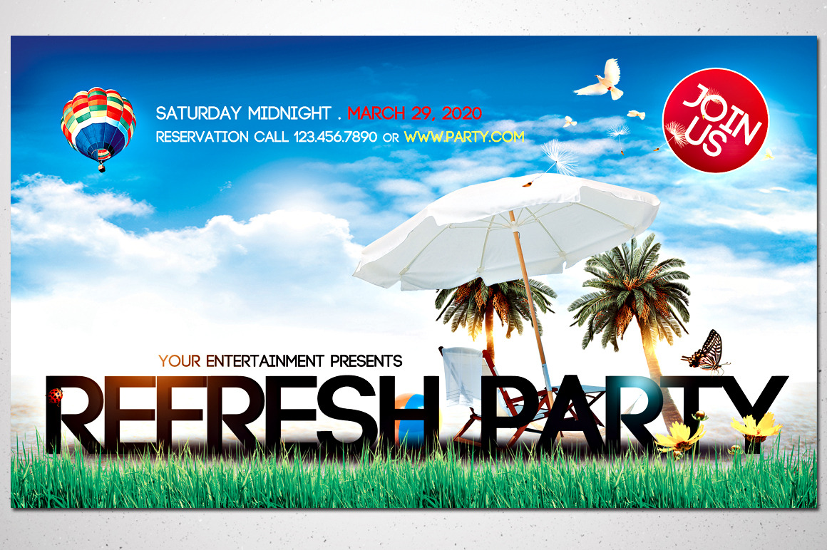 Refresh Party - Front & Back, a Flyer Template by Flyer King