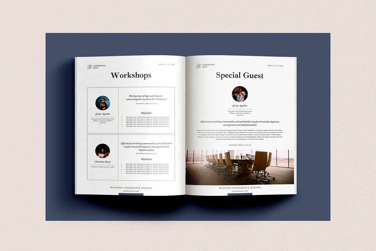 Conference Agenda InDesign template, a Magazine Template by 3.14&Co