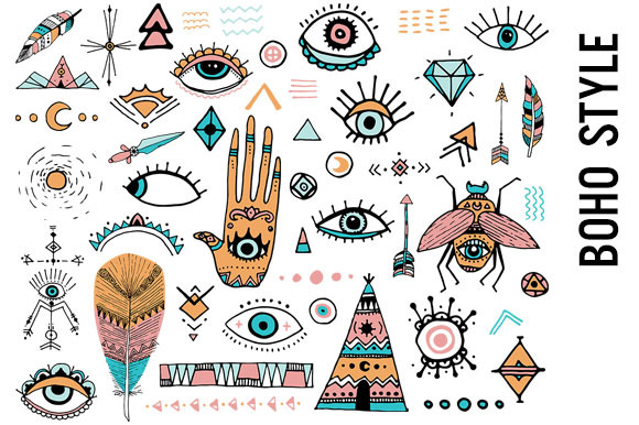 Boho Style Doodle Clipart, an Illustration by Pepper