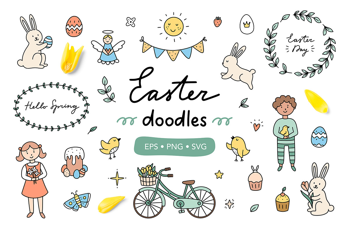 Easter Doodles, an Illustration by Redchocolate