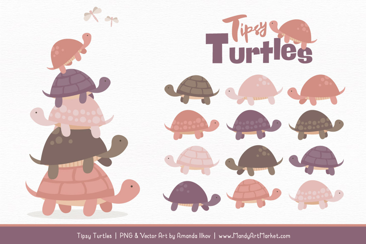 Buff Turtle Stack Clipart, an Illustration by Amanda Ilkov