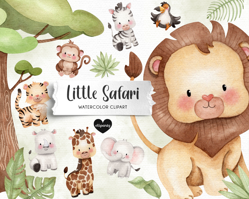 Safari Baby Animals Clipart, an Illustration by Gau Silva Studio