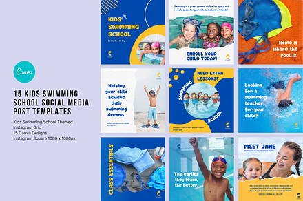 Swimming Social Media BUNDLE, a Social Media Template by Sincerely Media