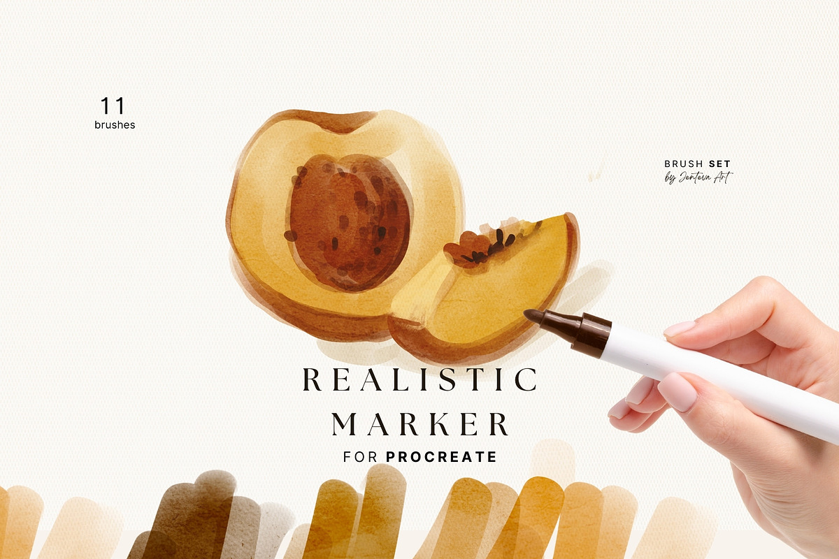 Realistic Procreate Marker Brushes, a Brush Add-On by Jenteva Art