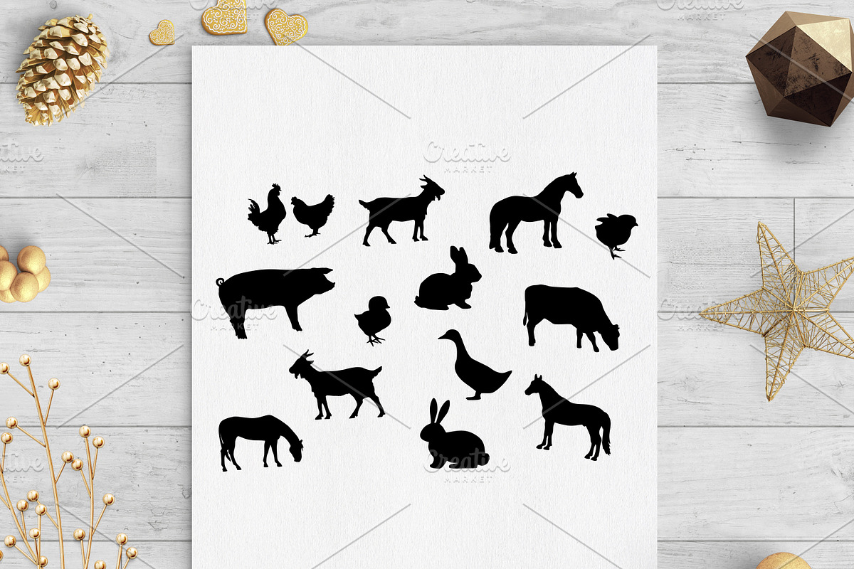 farm animals clip art svg cut file, an Animal Illustration by palmettosvg